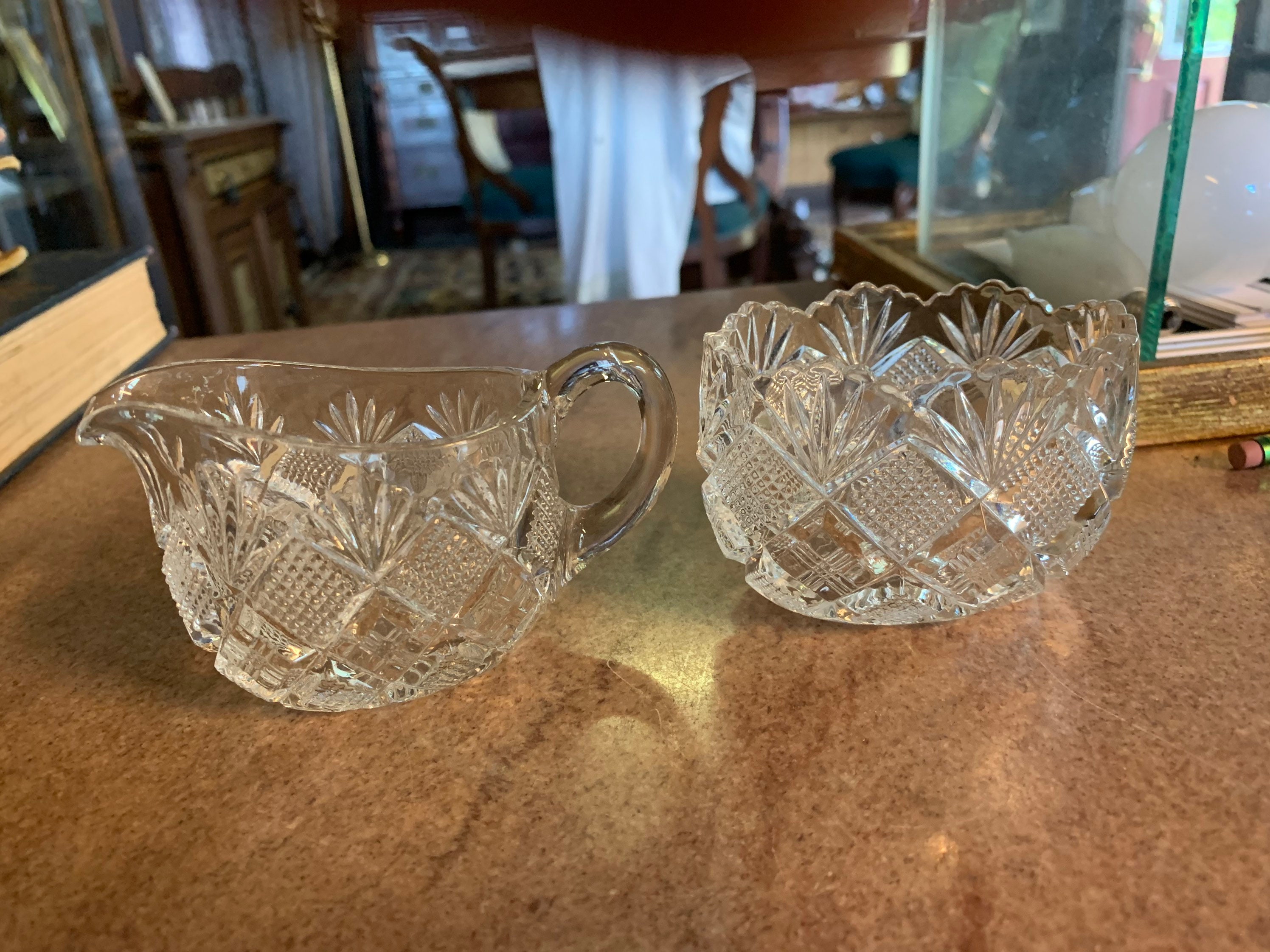 Duncan Miller EAPG panel Diamond Block Sugar and Creamer Set Sets ...