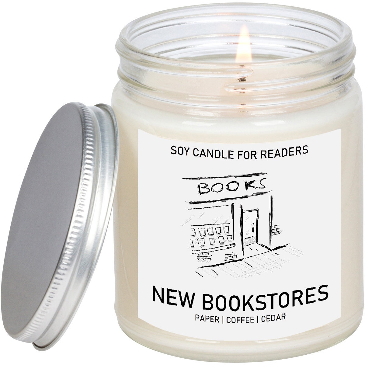 New Bookstores Book Shop 8 Oz Glass Jar Literary Soy Candle - Etsy