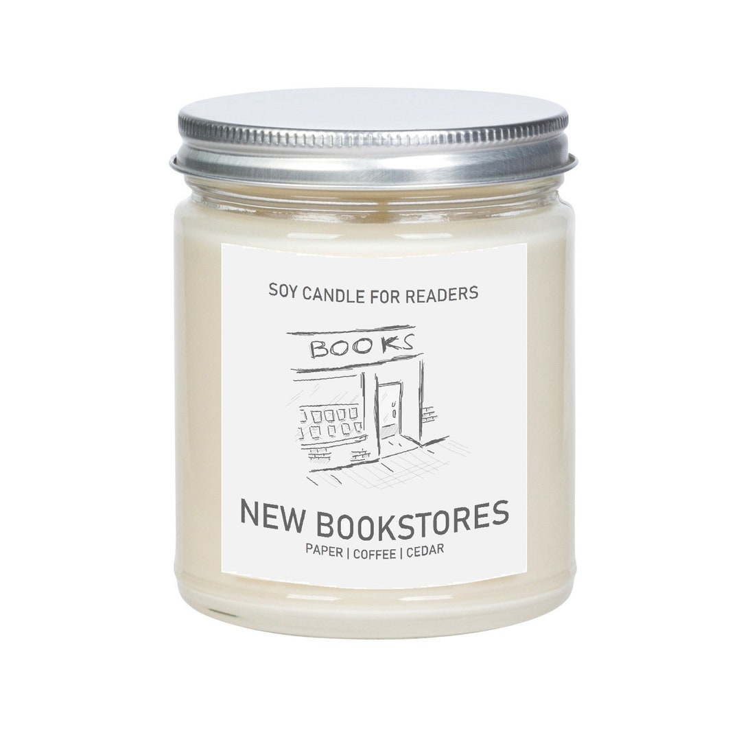 New Bookstores - Book Shop -8 Oz Glass Jar Literary Soy Candle - Book ...