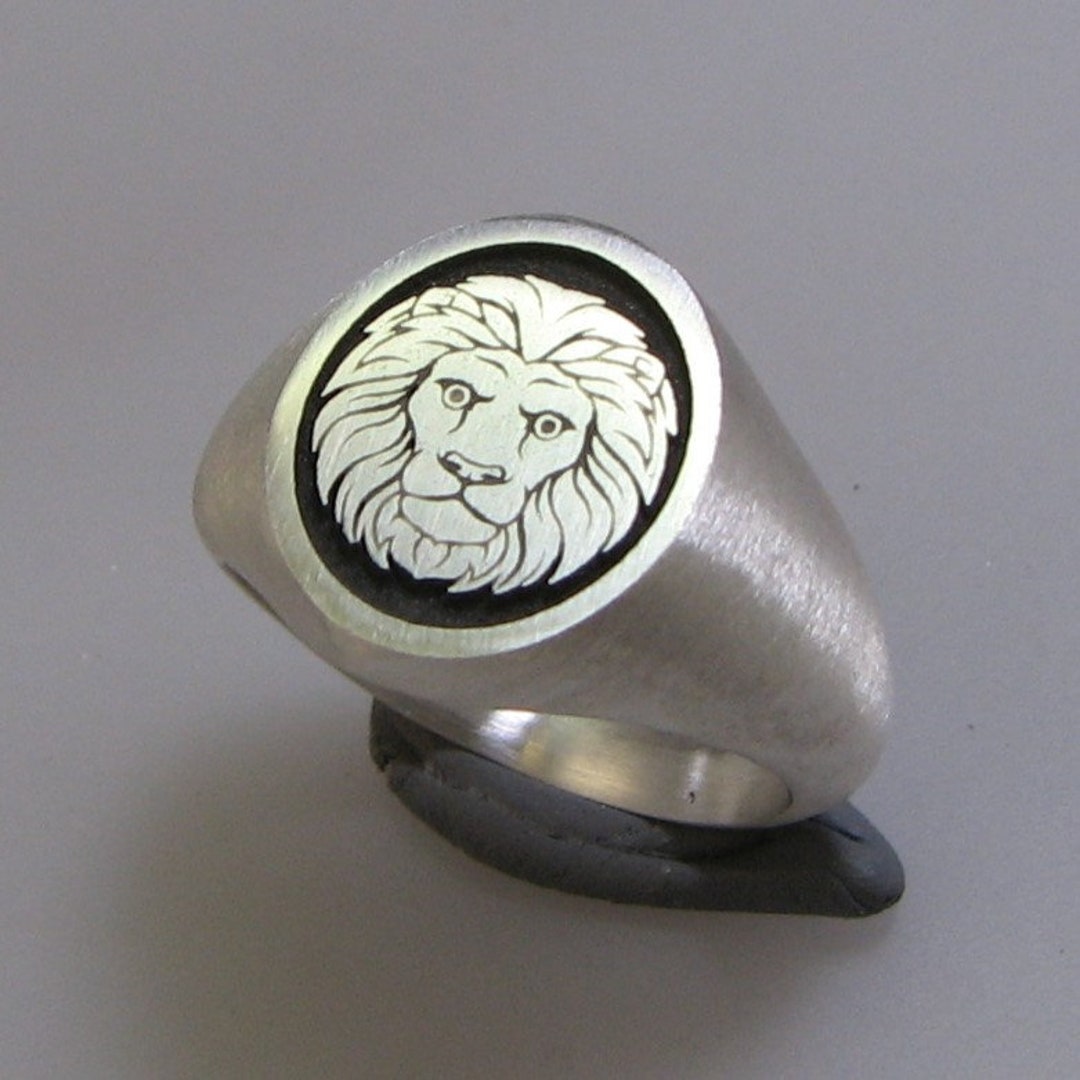Leo Lion Zodiac Deeply Engraved Sterling Silver Hallmarked Signet Ring ...