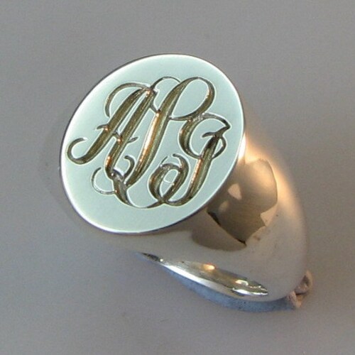 Seal Engraved Solid Silver Signet Ring - Etsy