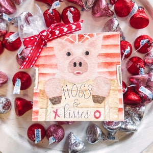 Hogs and Kisses Kids Printable Pig Valentines Day Card for the ...