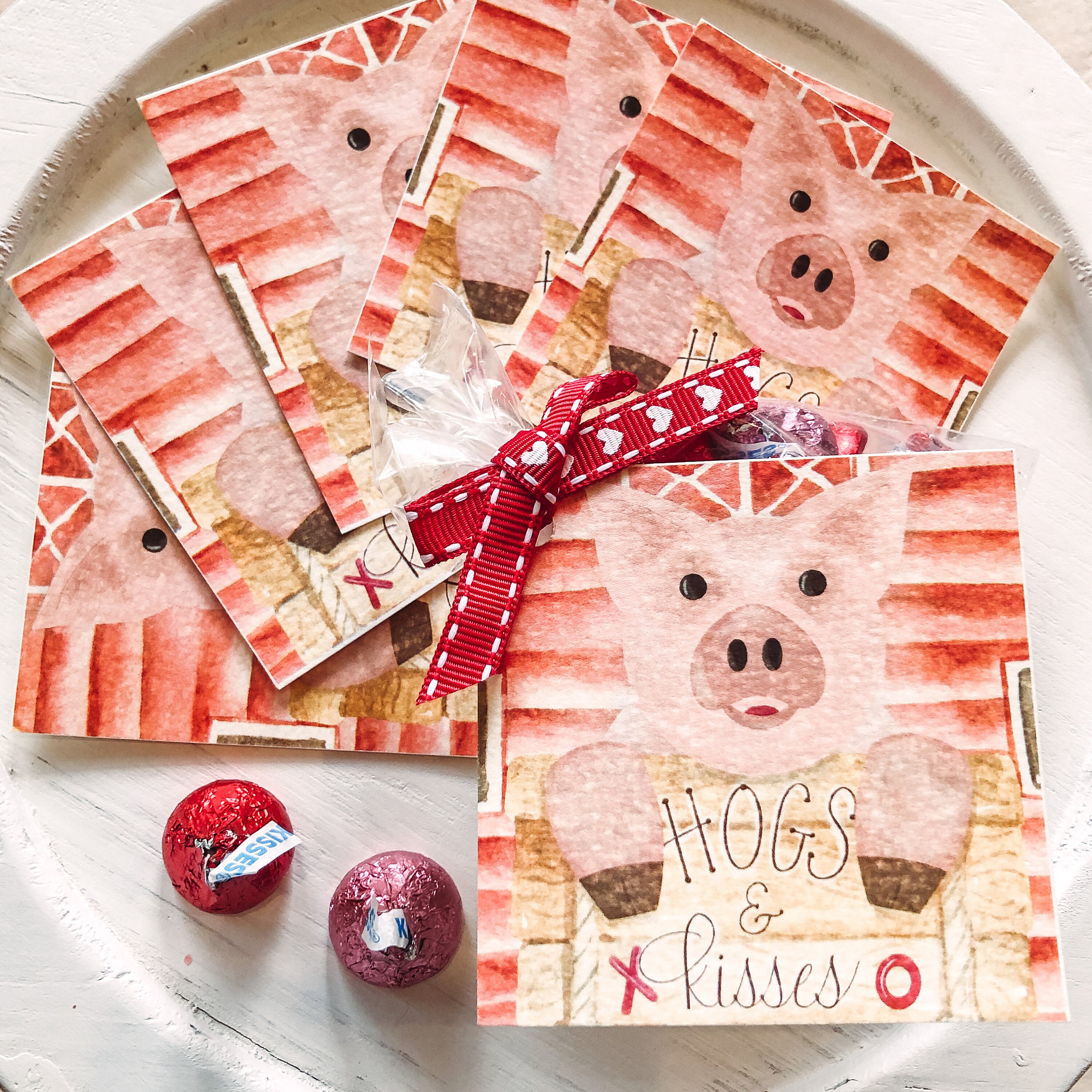 Hogs and Kisses Kids Printable Pig Valentines Day Card for the ...