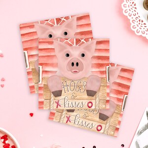 Hogs and Kisses Kids Printable Pig Valentines Day Card for the ...