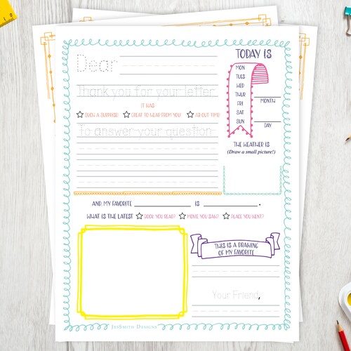 Write On Letter Guide Template for Modern Day Pen Pals and - Etsy