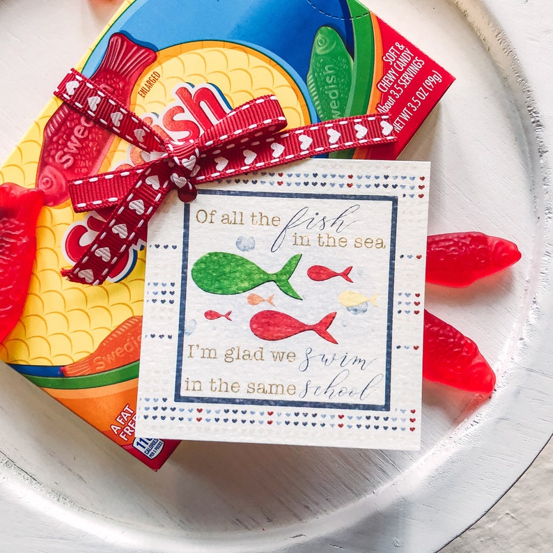 Sweedish Fish Valentines Day Printable, Valentines Card, Class Cards ...