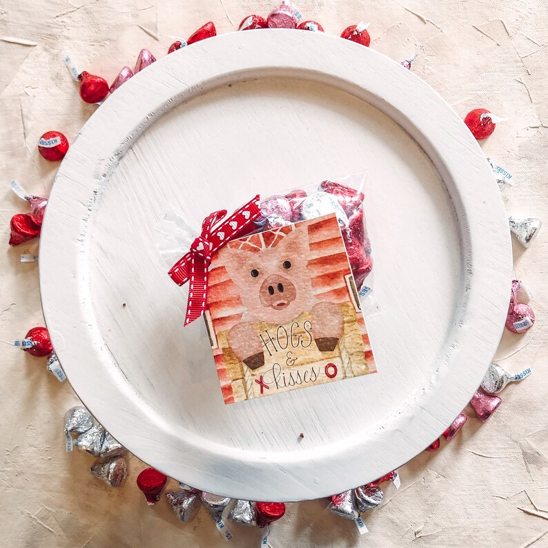 Hogs and Kisses Kids Printable Pig Valentines Day Card for the ...