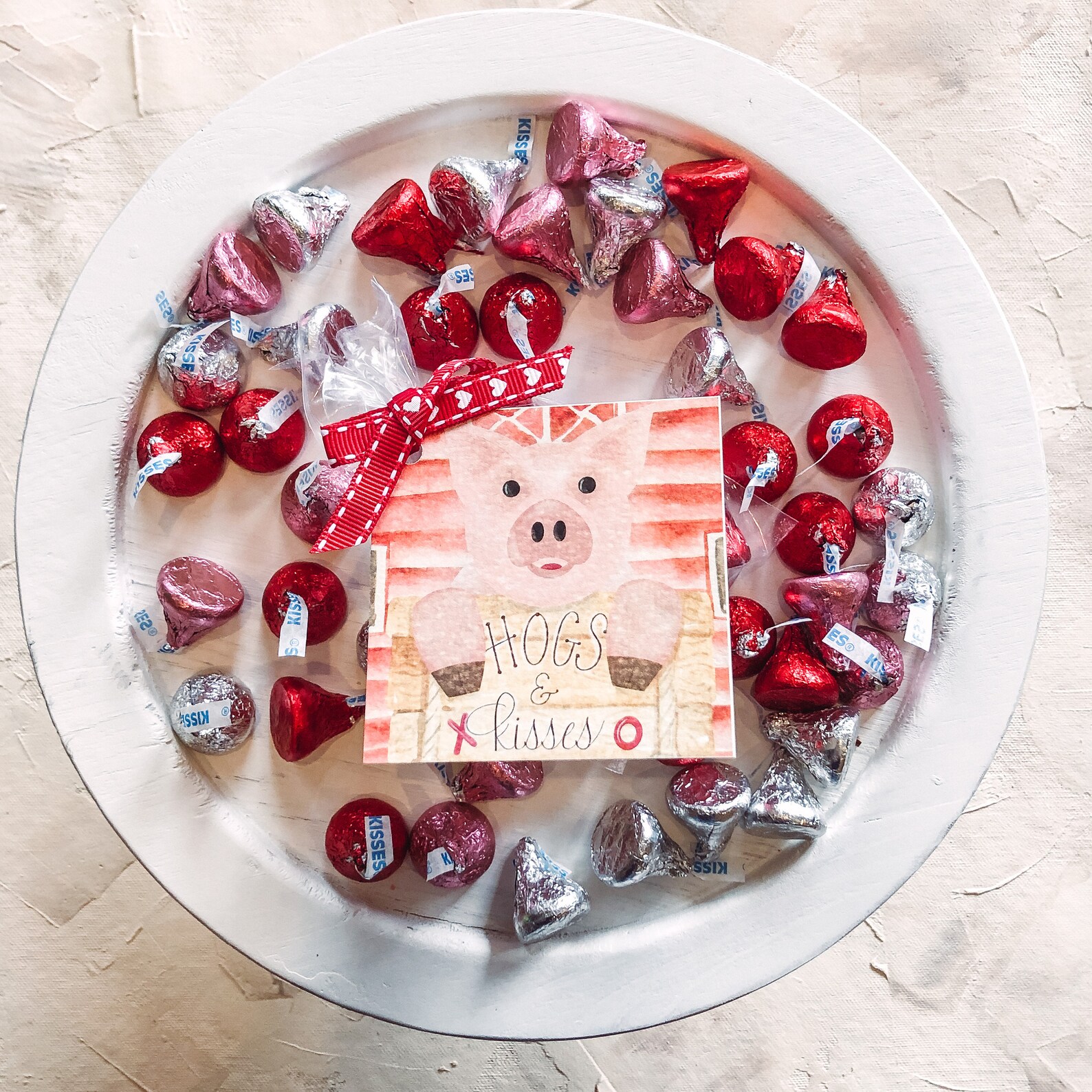 Hogs and Kisses Kids Printable Pig Valentines Day Card for the ...