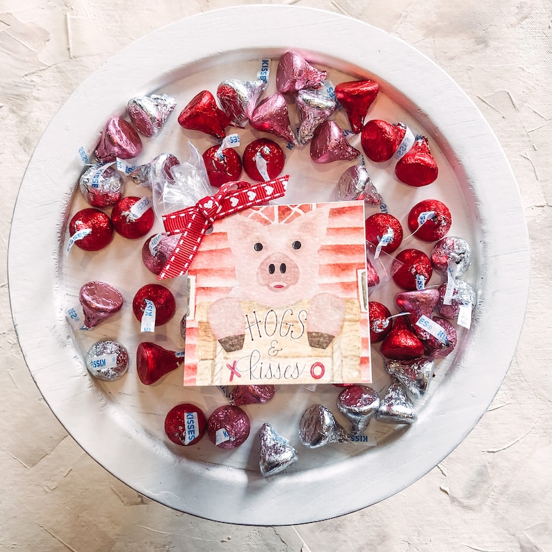 Hogs and Kisses Kids Printable Pig Valentines Day Card for the ...