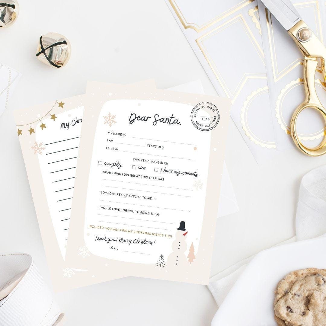 Letter to Santa Writing Template Digital Download With Kids Letter and ...