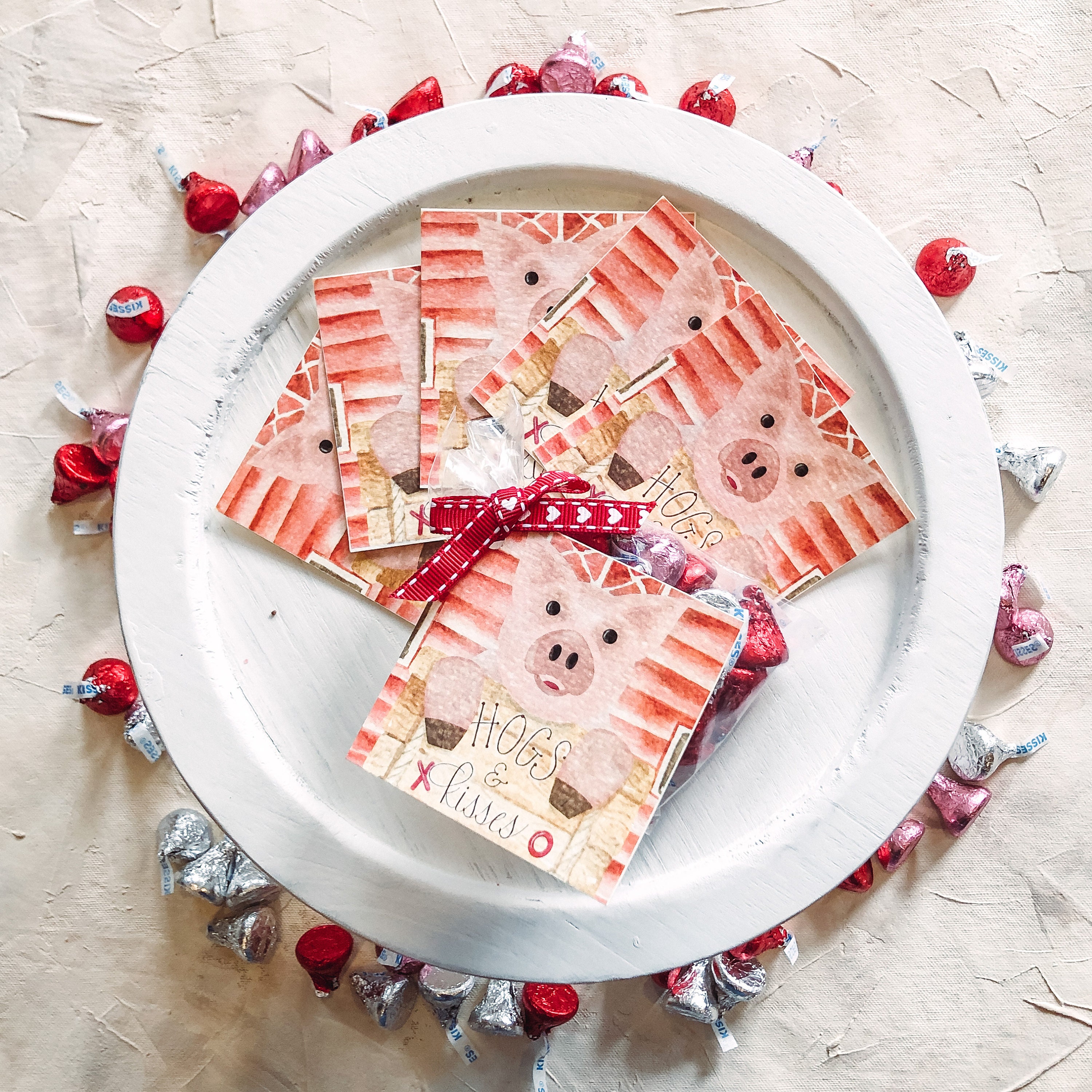 Hogs and Kisses Kids Printable Pig Valentines Day Card for the ...