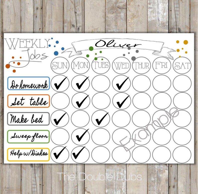 Chore Chart Printable - Primary Color Chore Chart - Instant Download ...