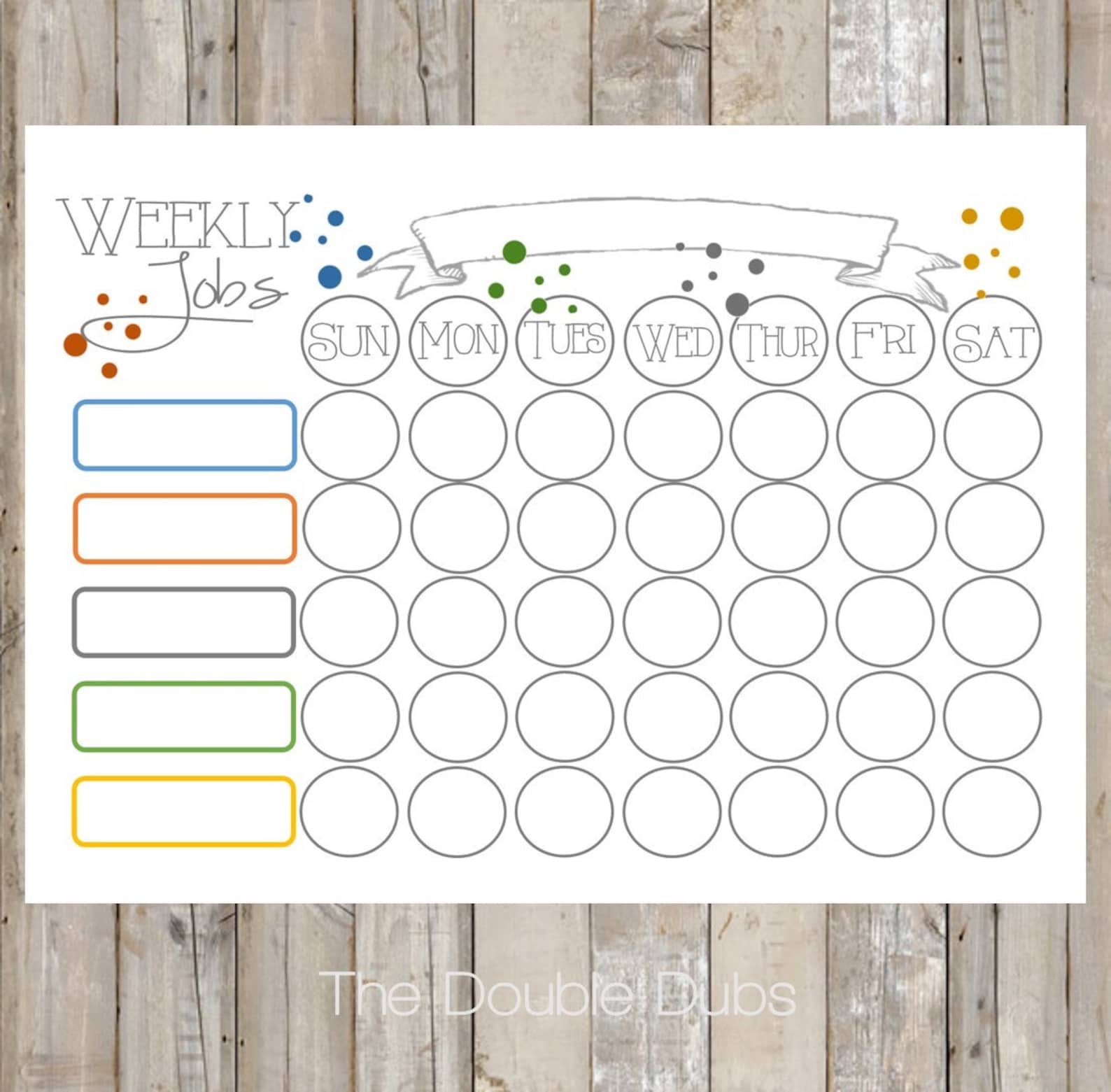 Chore Chart Printable Primary Color Chore Chart Instant | Etsy