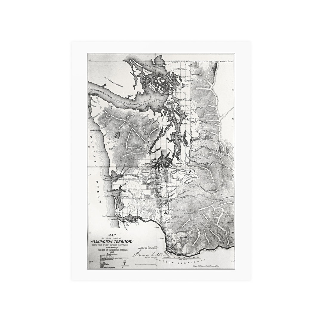 Washington Territory - Puget Sound - 1857 Rare Old Vintage Antique Map ...