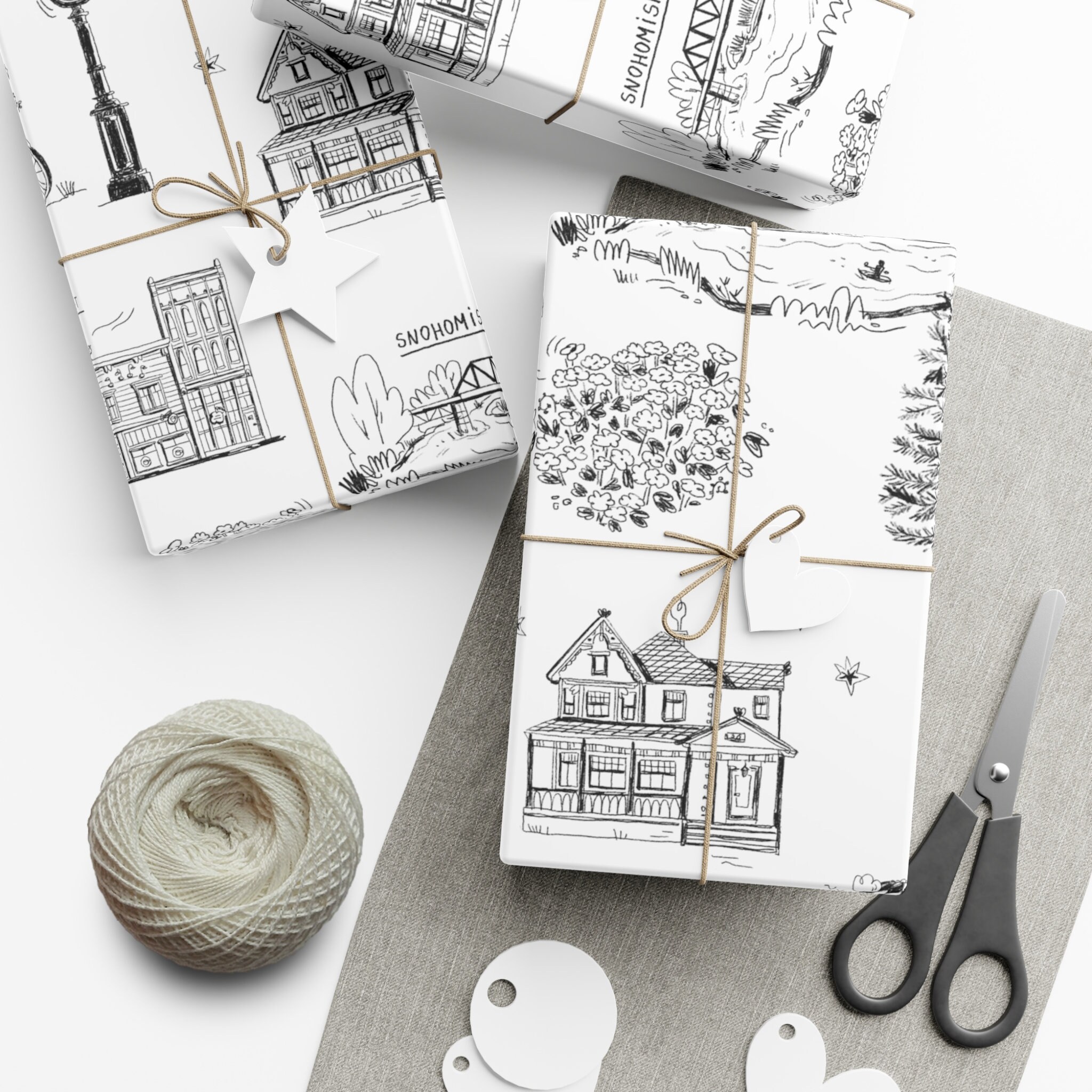Snohomish Gift Wrap Wrapping Paper Small Town Christmas Holiday ...