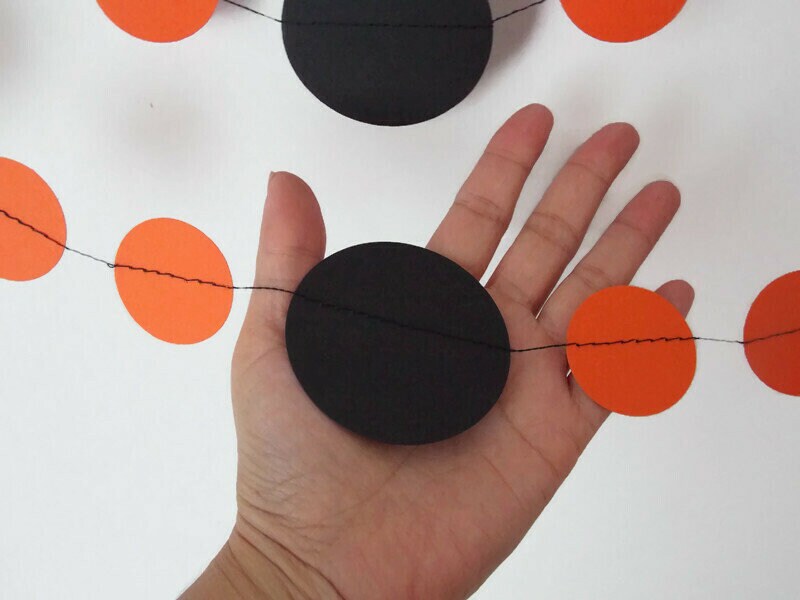 Black and Orange circle garland Fall garland Circle garland | Etsy