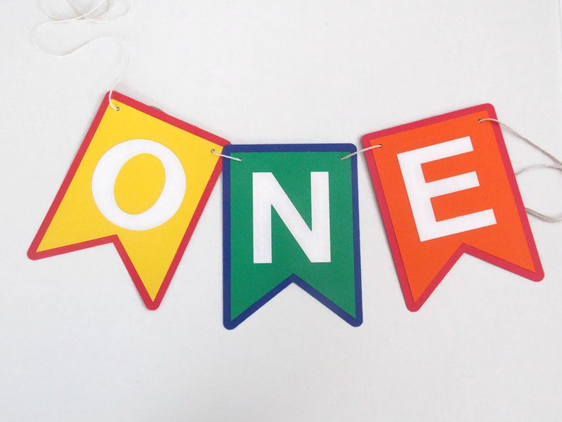 Primary Colors Birthday Banner One Banner Highchair Banner | Etsy