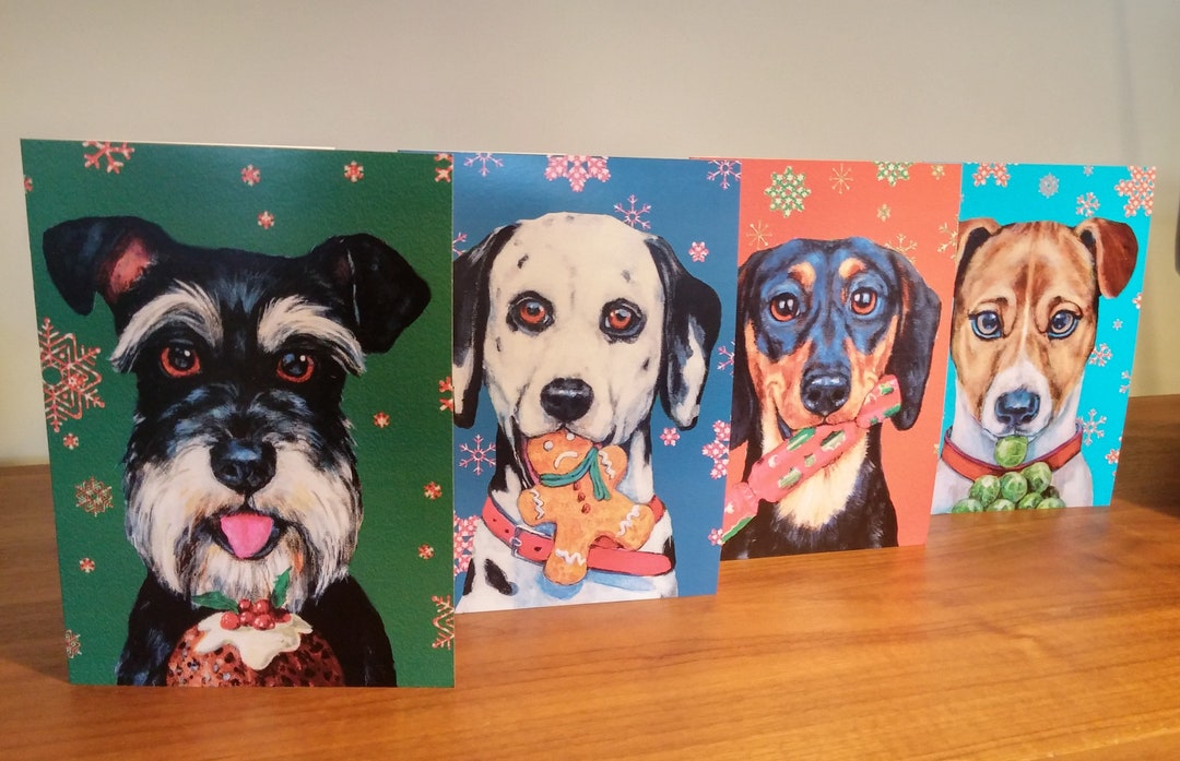 Pack of 4 Funny Dog Christmas Cards - Etsy UK