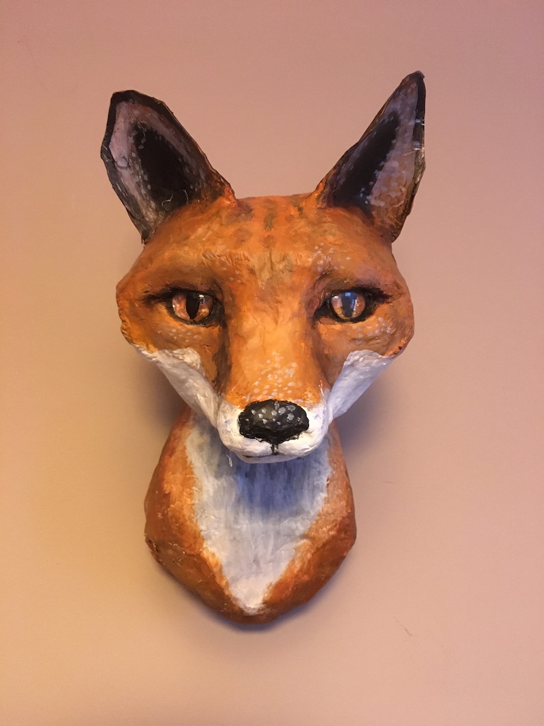 Paper Mache Fox Head - Trophy Style - Etsy UK
