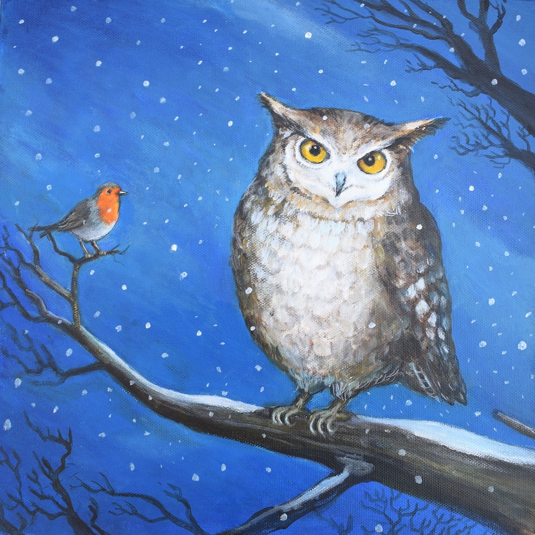 Owl and Robin Card - Etsy