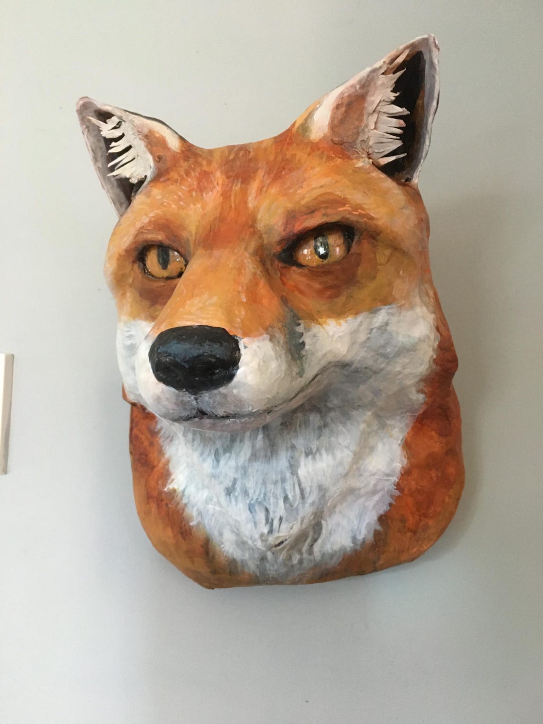 Paper Mache Fox Head - Trophy Style - Etsy UK