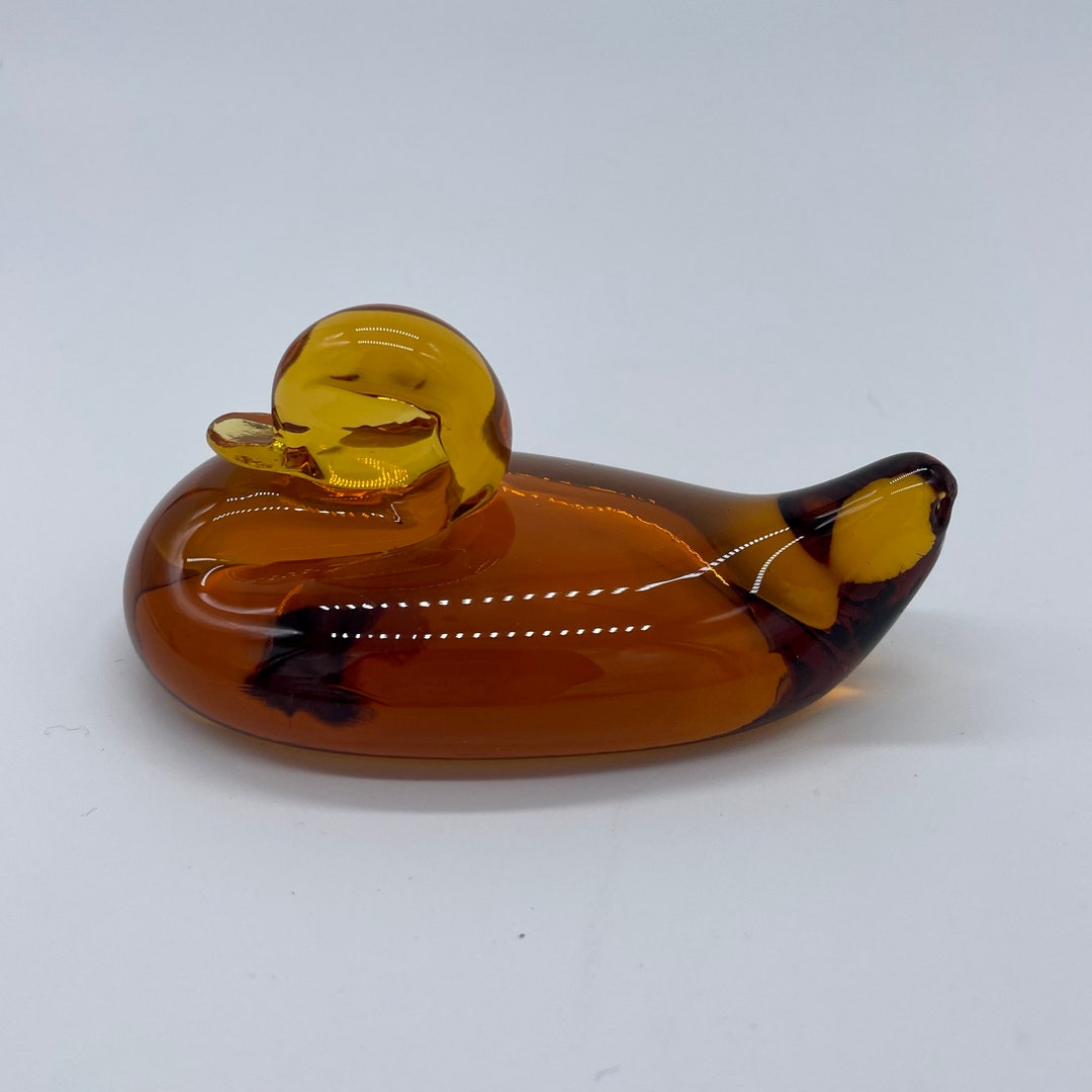 Vintage Pilgrim Glass Duck Dark Amber MCM - Etsy