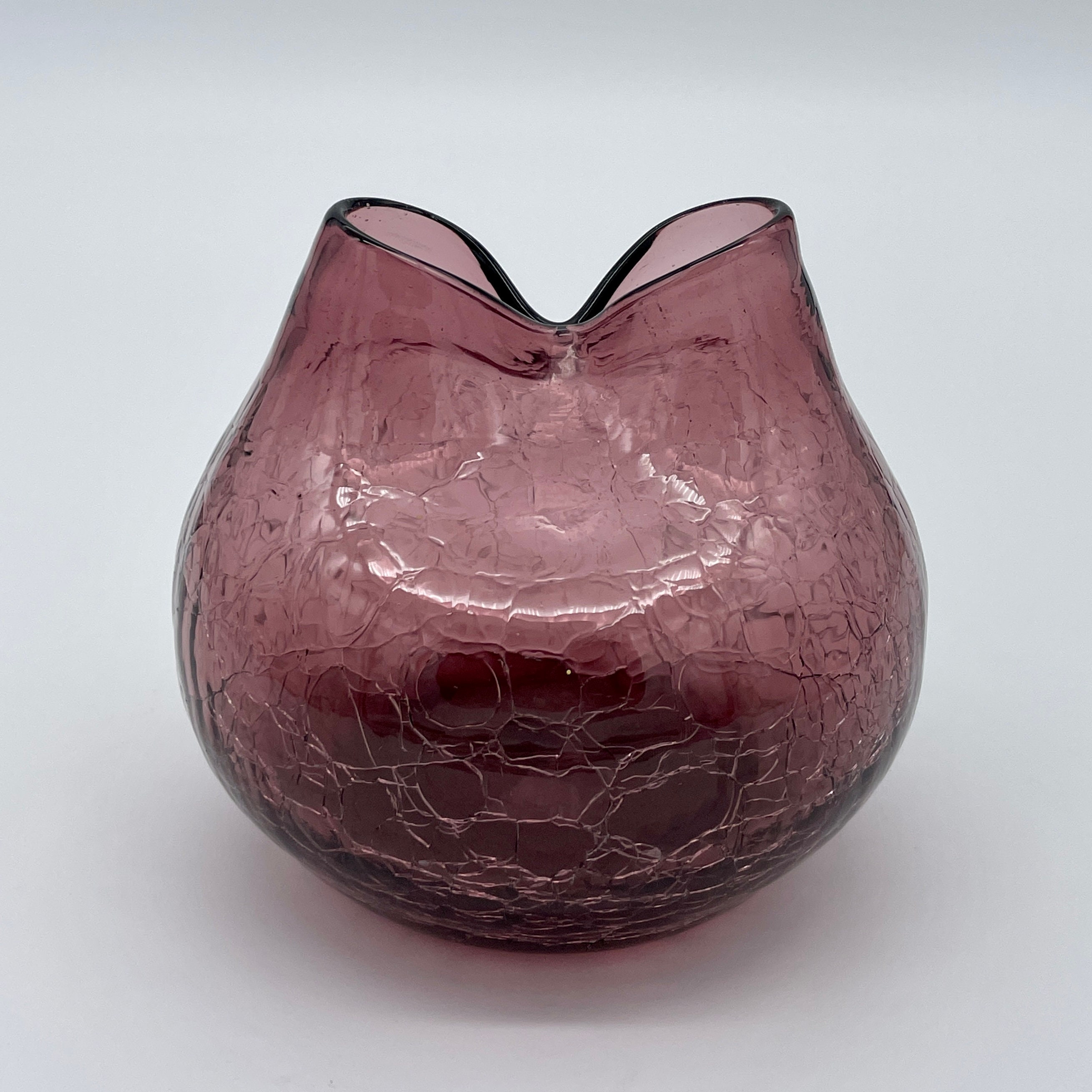 Vintage Blenko Amethyst Crackle Pinch Vase 3516 1930s - Etsy