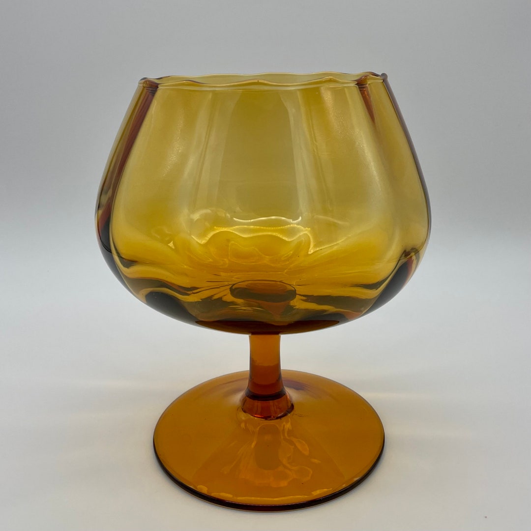 Vintage ~ Empoli ~ Optic Brandy Snifter Vase / Bowl ~ Oversized ~ Dark ...