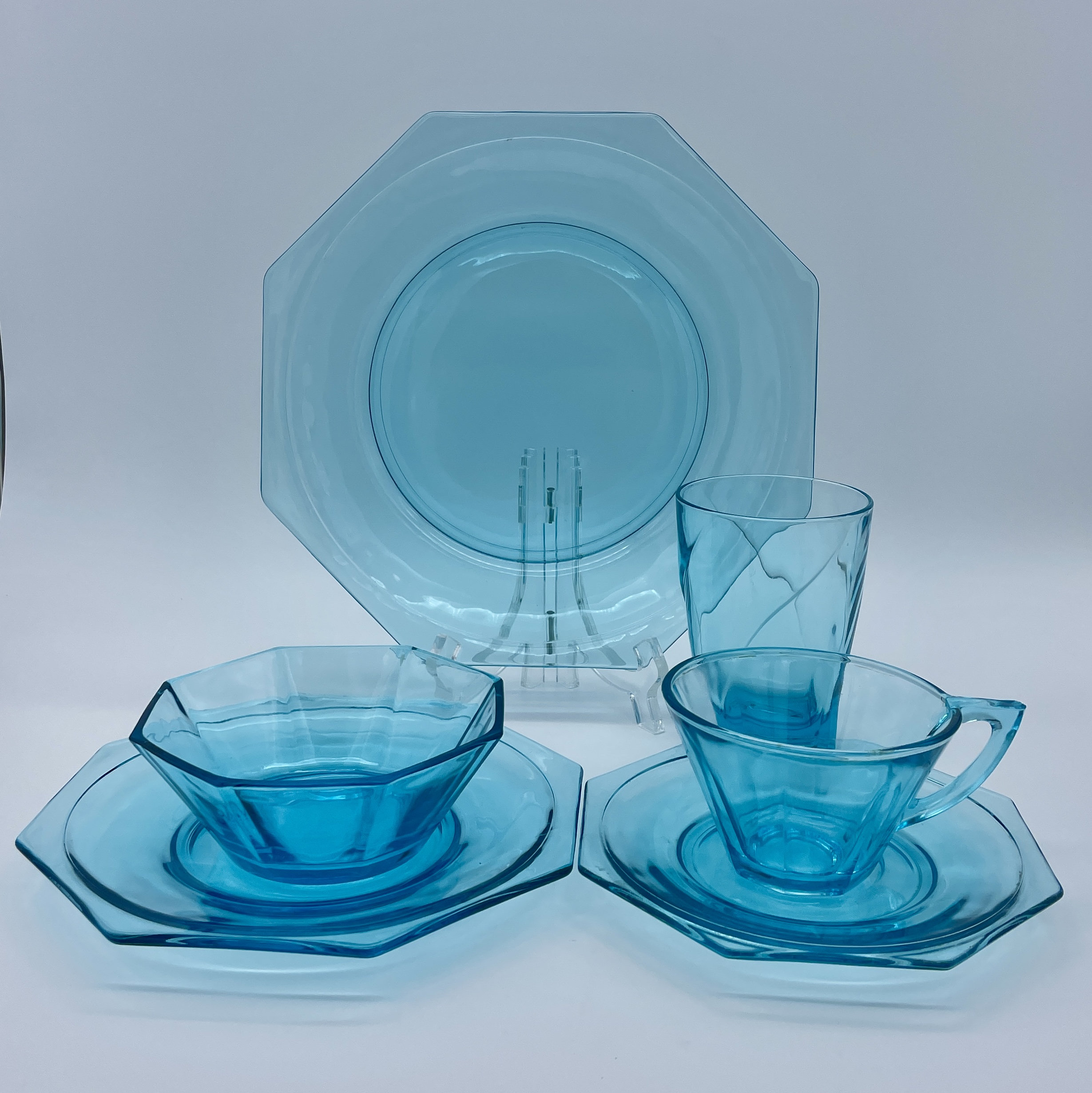 Vintage Hazel Atlas Turquoise Dishes Capri Octagonal Pattern Sold ...