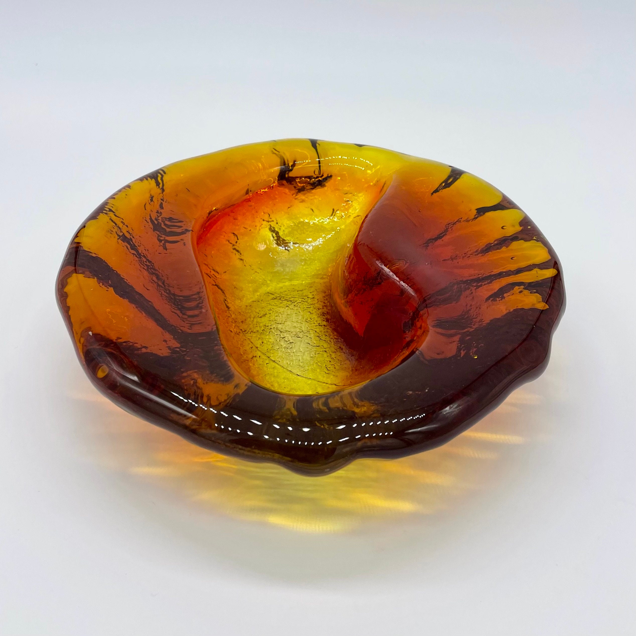 Vintage Blenko Glass Free Form Ashtray 966 Tangerine - Etsy