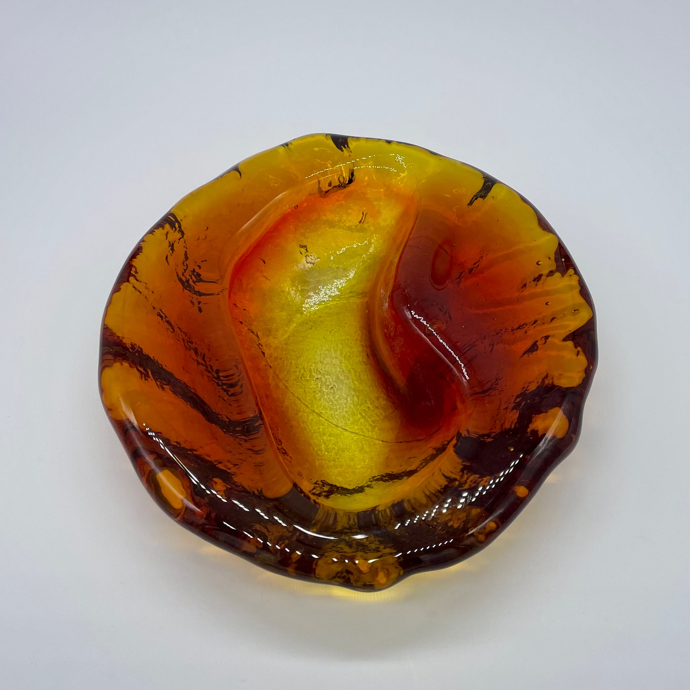 Vintage Blenko Glass Free Form Ashtray 966 Tangerine - Etsy