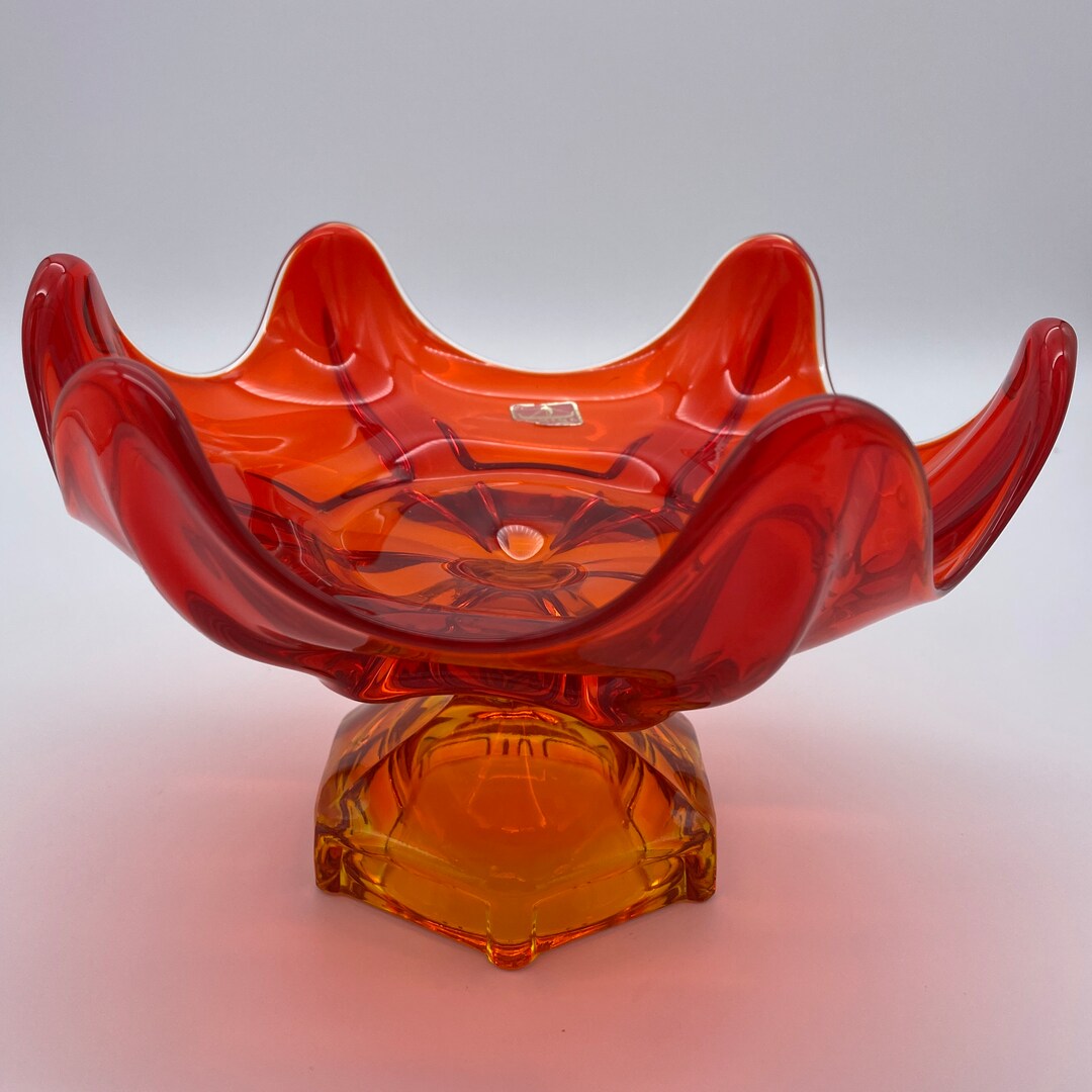 Vintage ~ Viking Glass ~ Epic 8.5" Column Ribbed Ruffled Bowl ~ #7307 ...