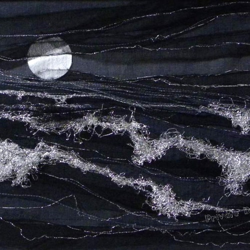 Night Sea Textile Art Nautical Art Abstract Sea Landscape - Etsy