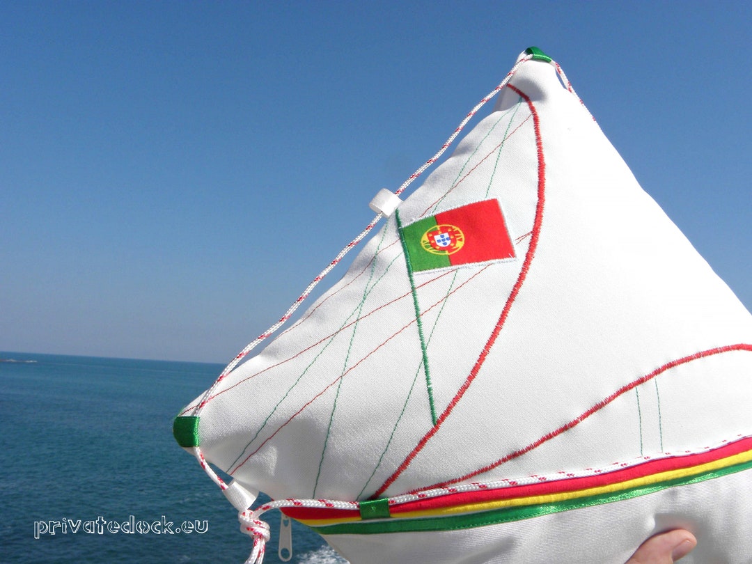Nautical Pillow Portugal Yacht With Flag! Sailboat Cushion! Nautical ...