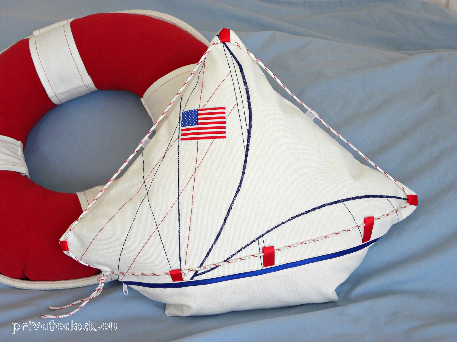Nautical Pillow American Yacht With Flag. Nautical Art Luxury - Etsy