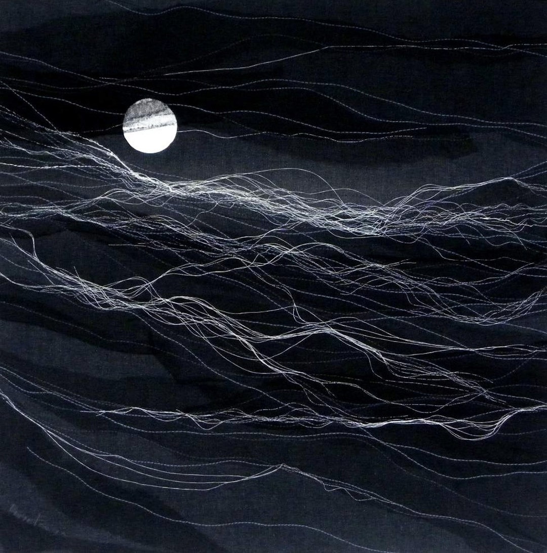 Night Sea - Textile Art Nautical Art, Abstract Sea Landscape ...