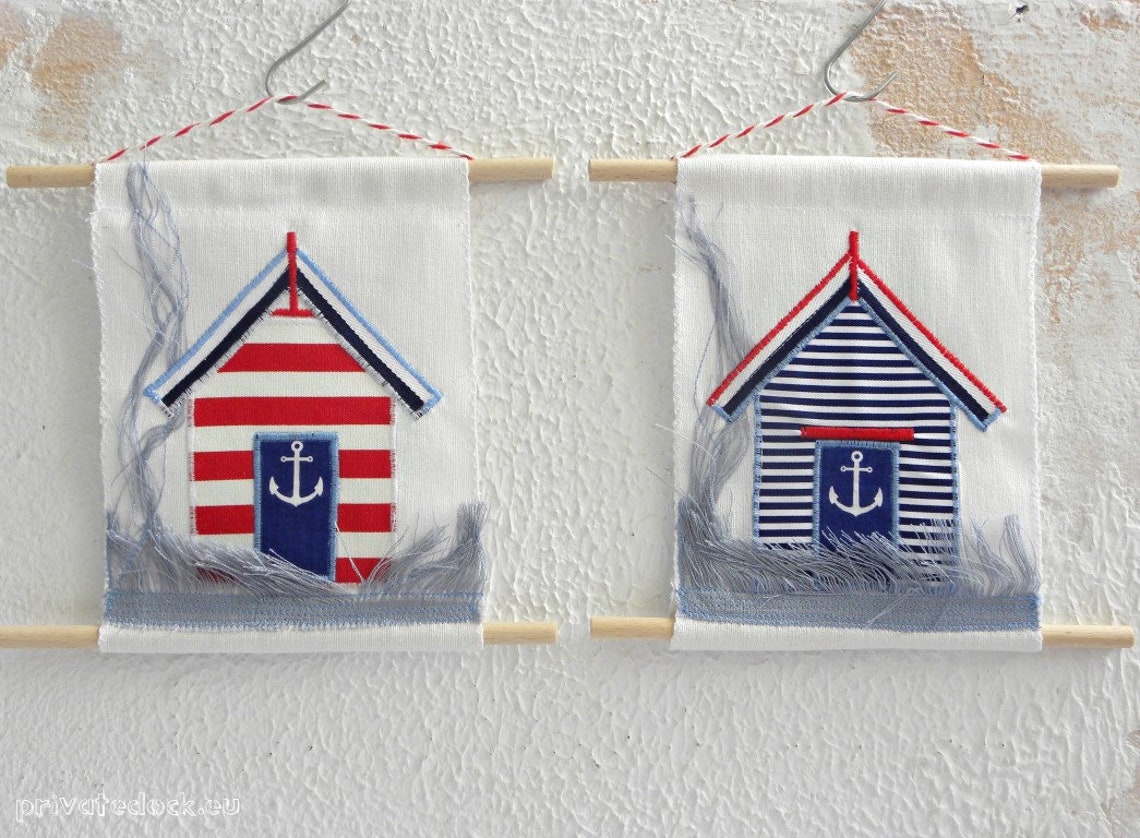 Beach House Textile Art Beach Landscape Sea Art - Etsy