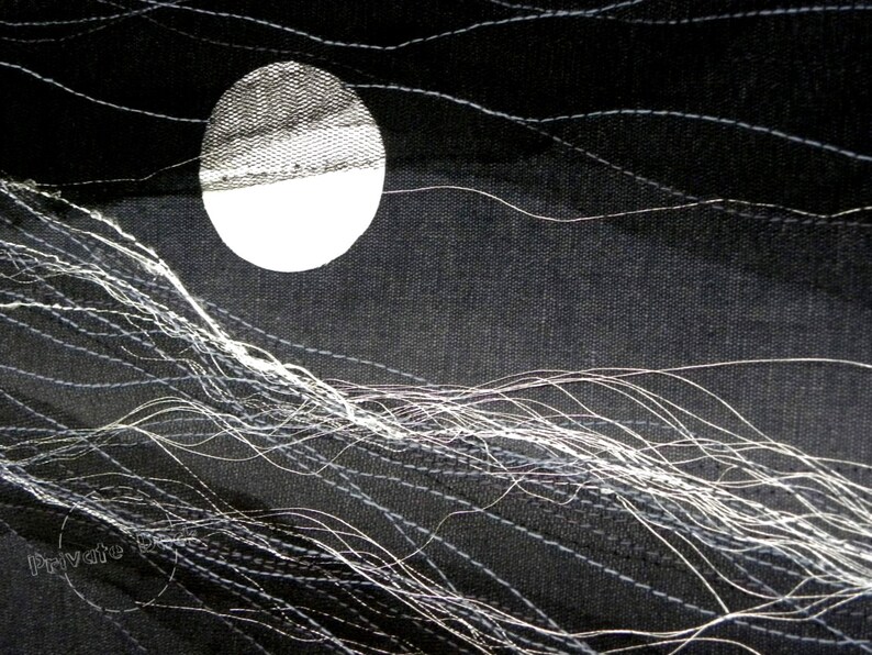 Night Sea Textile Art Nautical Art Abstract Sea Landscape - Etsy