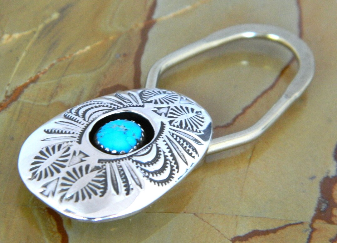 Native American Turquoise Shadow Box Hand Stamped Sterling Silver ...