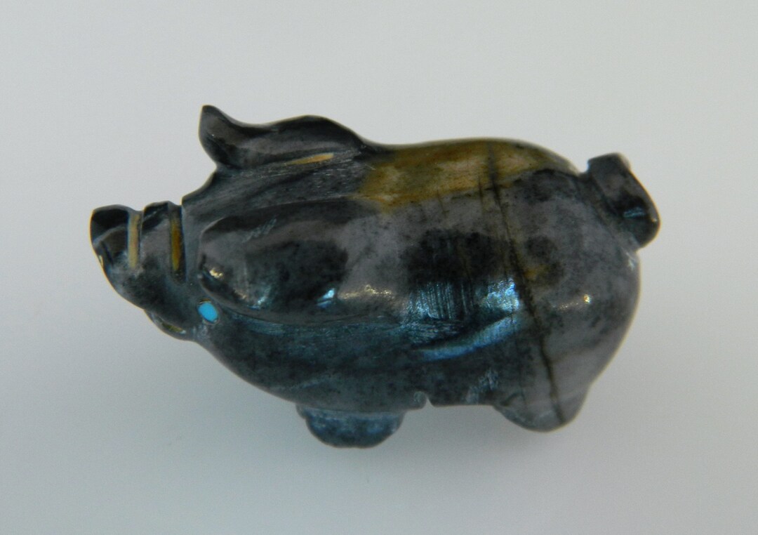 Native American Zuni Picasso Marble Turquoise Pig Fetish - Stanton ...
