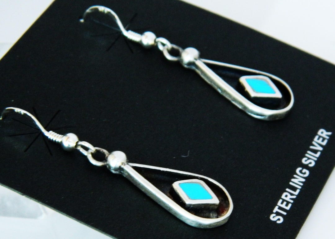 Native American Navajo Old Pawn Blue Turquoise Sterling Silver Handmade ...