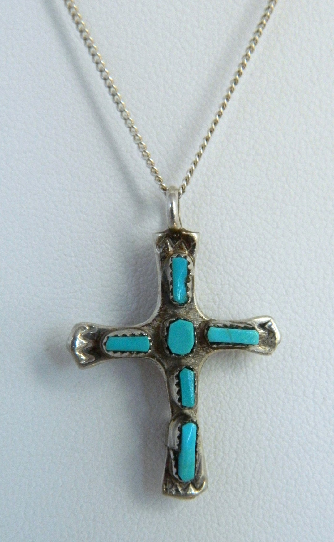 Native American Zuni Blue Turquoise Coral Sterling Silver Handmade ...