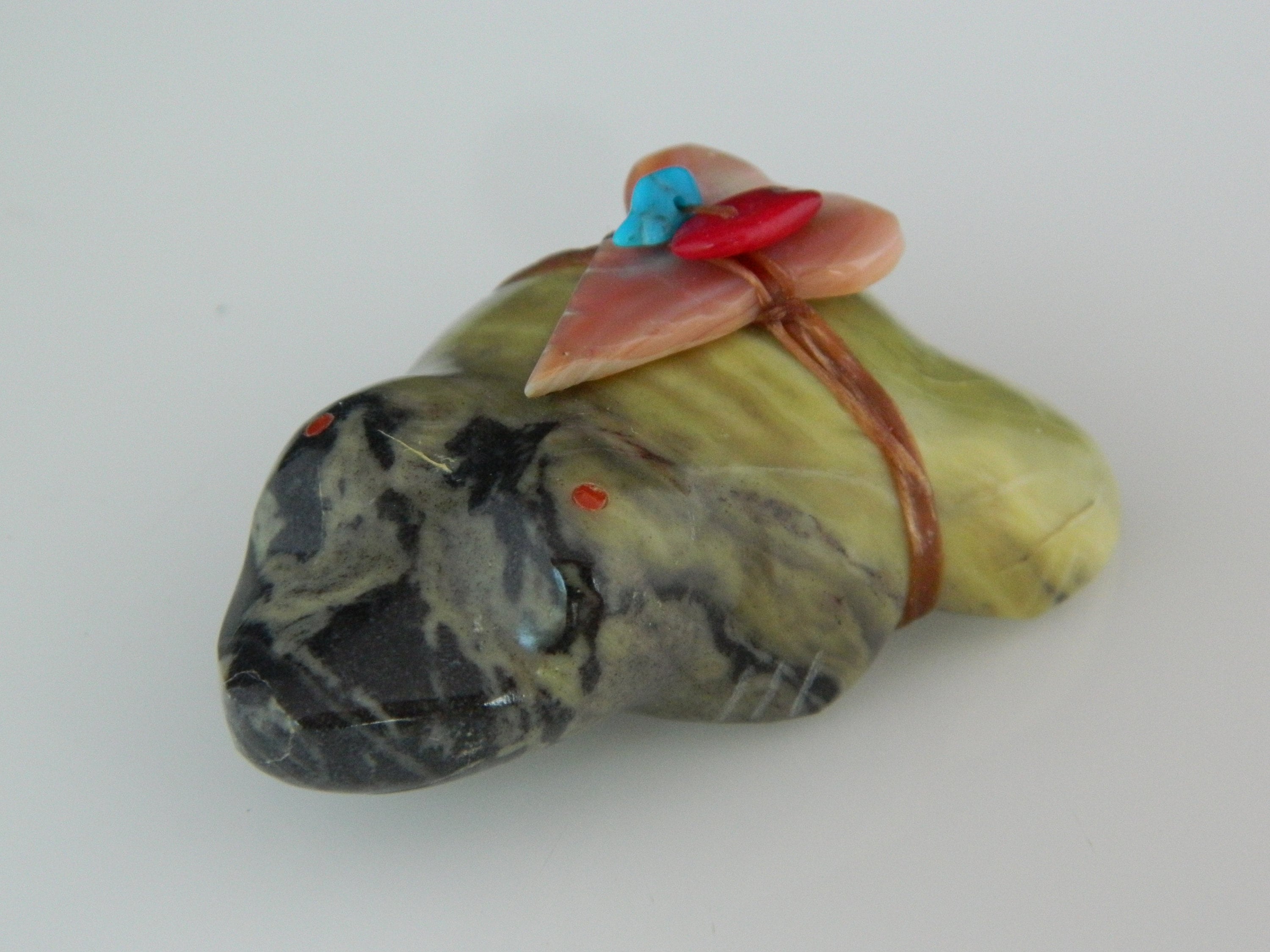 Native American Zuni Ricolite Turquoise Red Coral MOP Handmade Frog ...