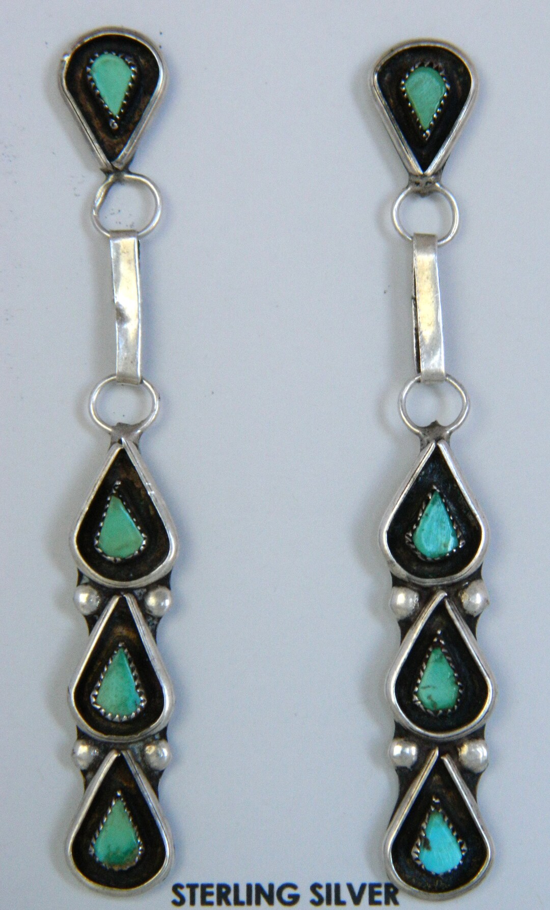 Native American Old Pawn Navajo Turquoise Sterling Silver Handmade Post ...