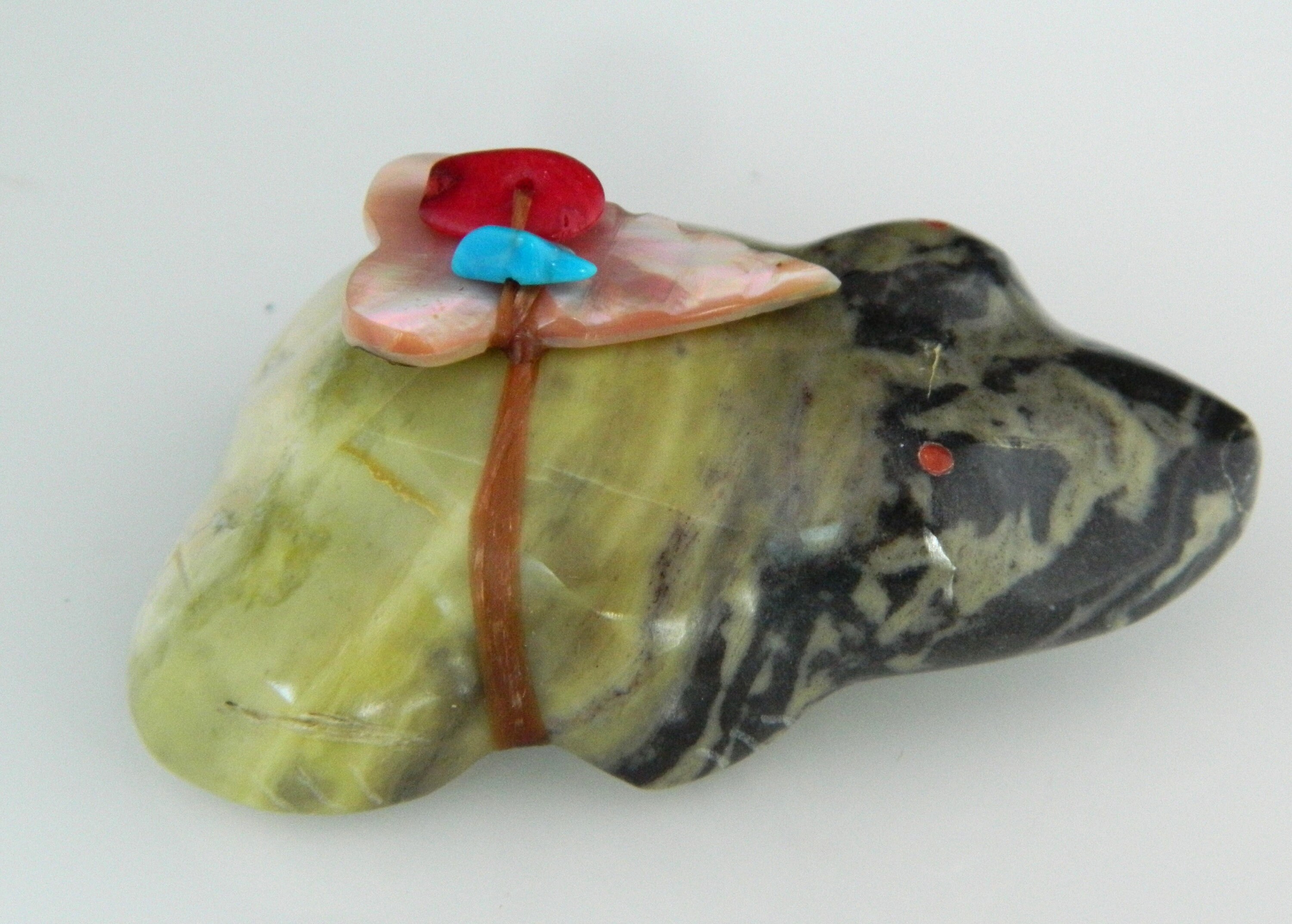 Native American Zuni Ricolite Turquoise Red Coral MOP Handmade Frog ...