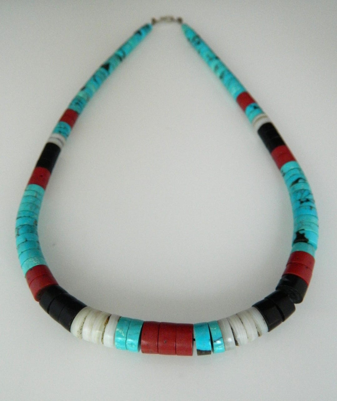 Native American Santo Domingo Turquoise Pipestone Jet Shell Heishi ...