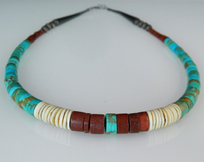 Native American Old Pawn Santo Domingo Graduated Turquoise Pipestone ...