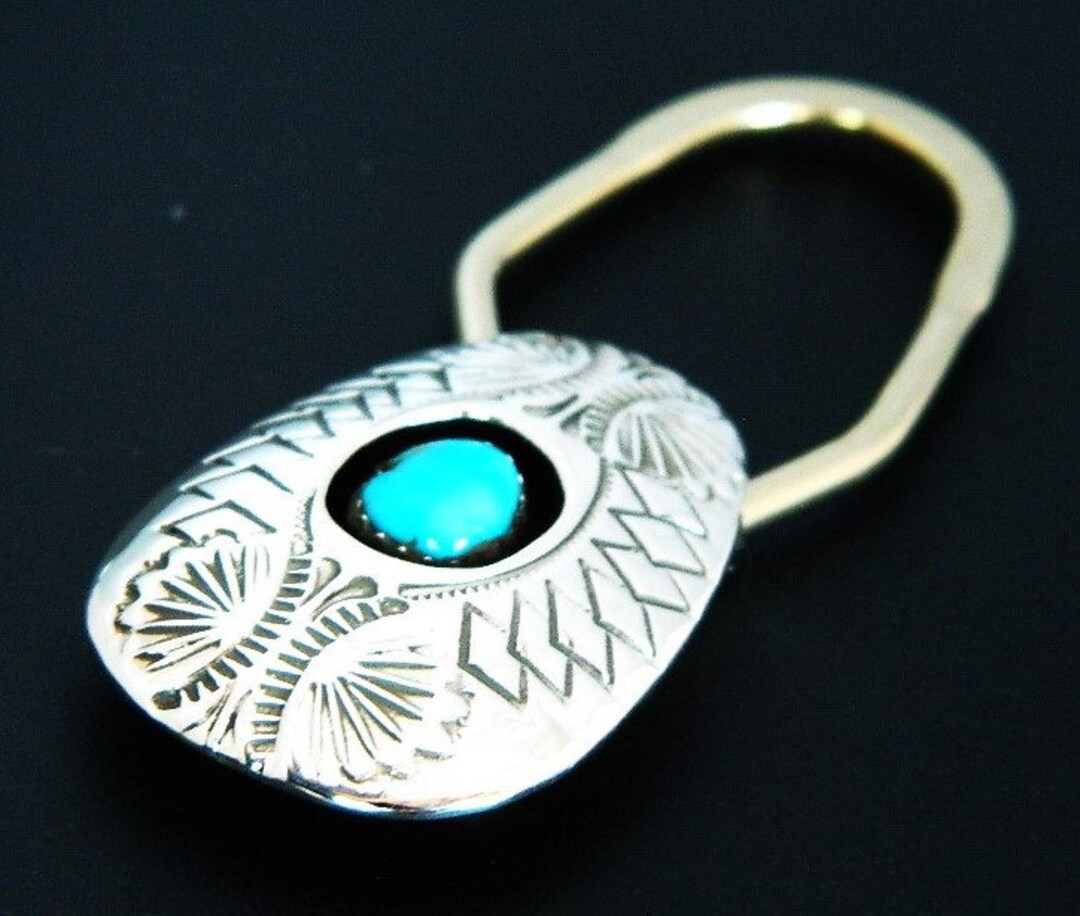 Native American Turquoise Shadow Box Hand Stamped Sterling Silver ...