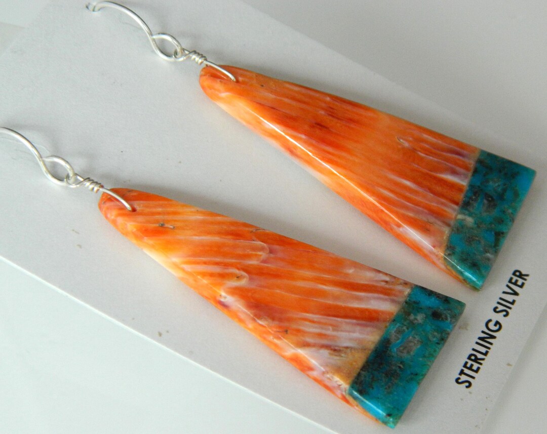 Native American Santo Domingo Teal Turquoise Orange Red Spiny Oyster ...