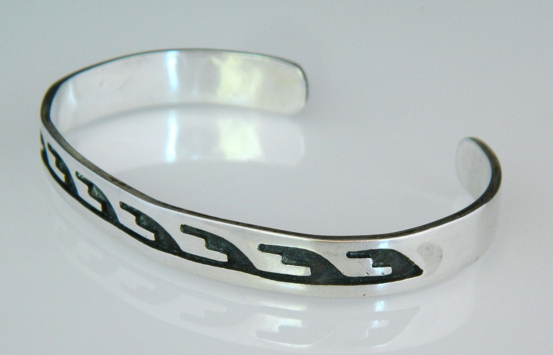 Native American Hopi Wave Design Sterling Silver Overlay - Etsy